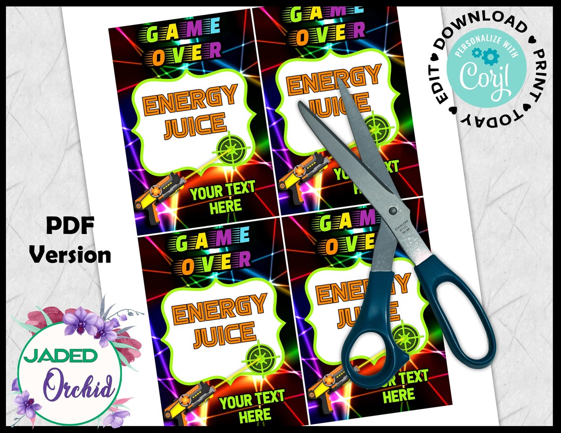 Laser Tag Party Favors Laser Tag Juice Labels Laser Tag | Etsy