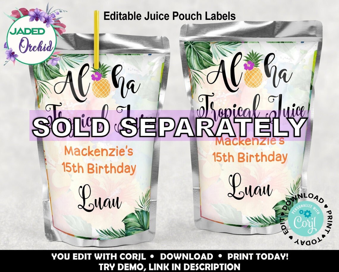 Printable Hawaiian Luau Party Favors Luau Thank You Tags | Etsy