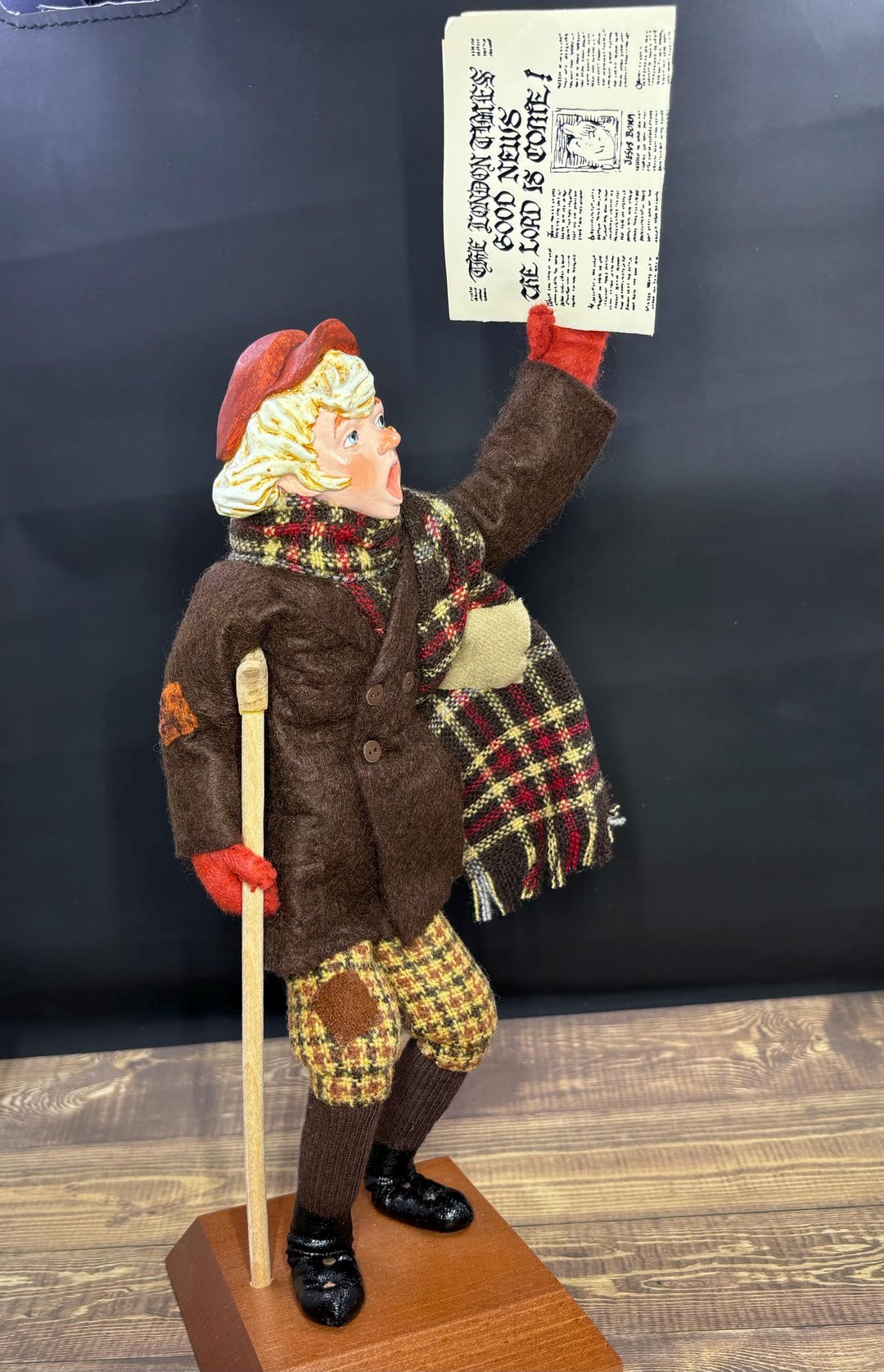 Rare Simpich Christmas Character Dolls Boy With Newspaper and Crutch ...