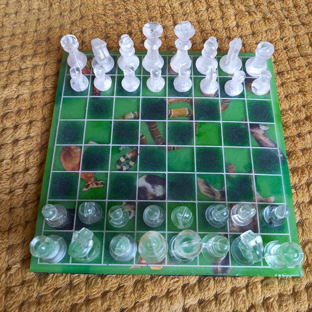 Resin Chess Set Jungle Forest Theme With Animals 7.5 Board Draughts ...