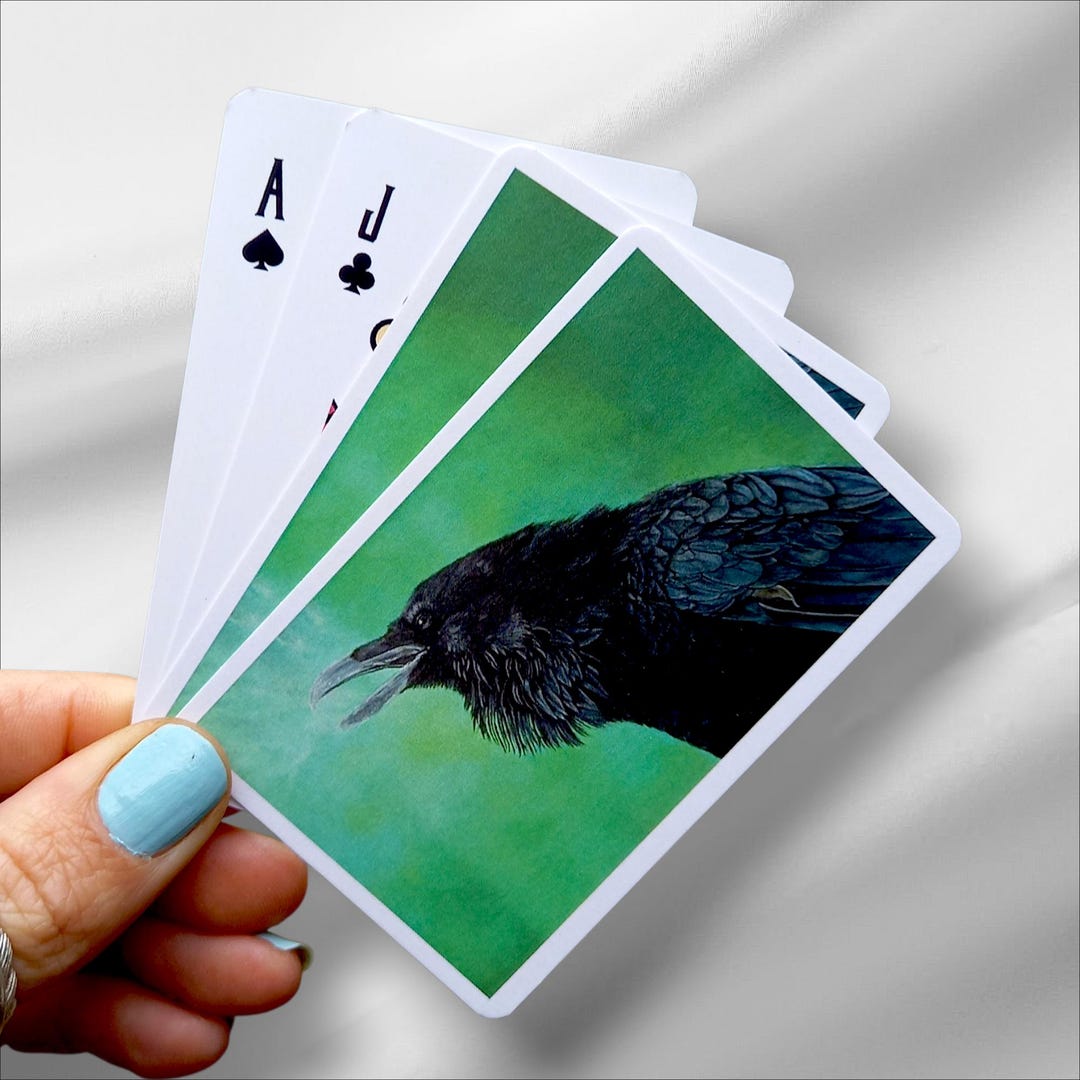 Custom Printed Crow Original Art Playing Cards Gothic Art Print Deck ...