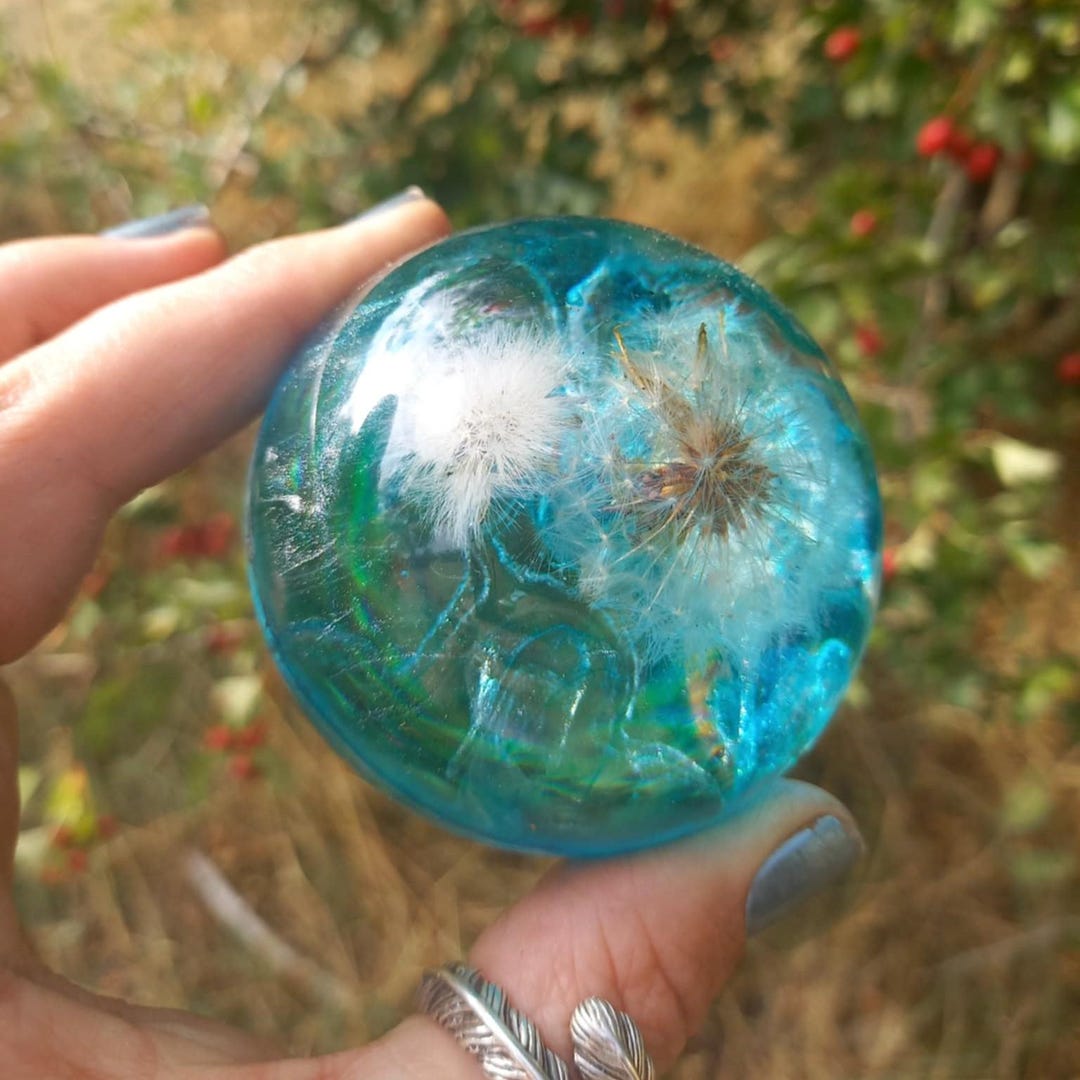 Unique Double Dandelion Clock Paperweight Desk Ornament Nature ...