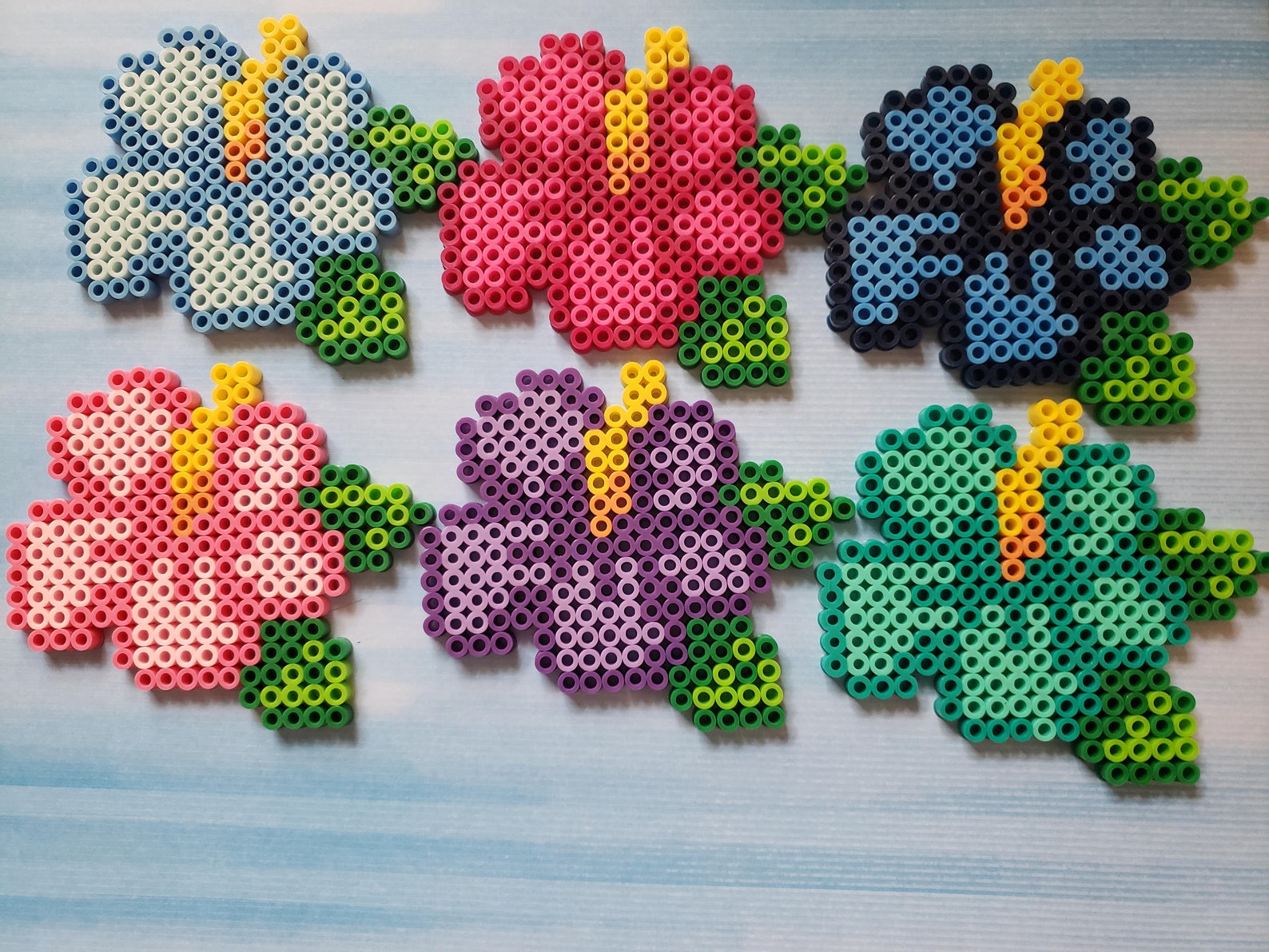 Hibiscus Perler Bead Magnets Etsy
