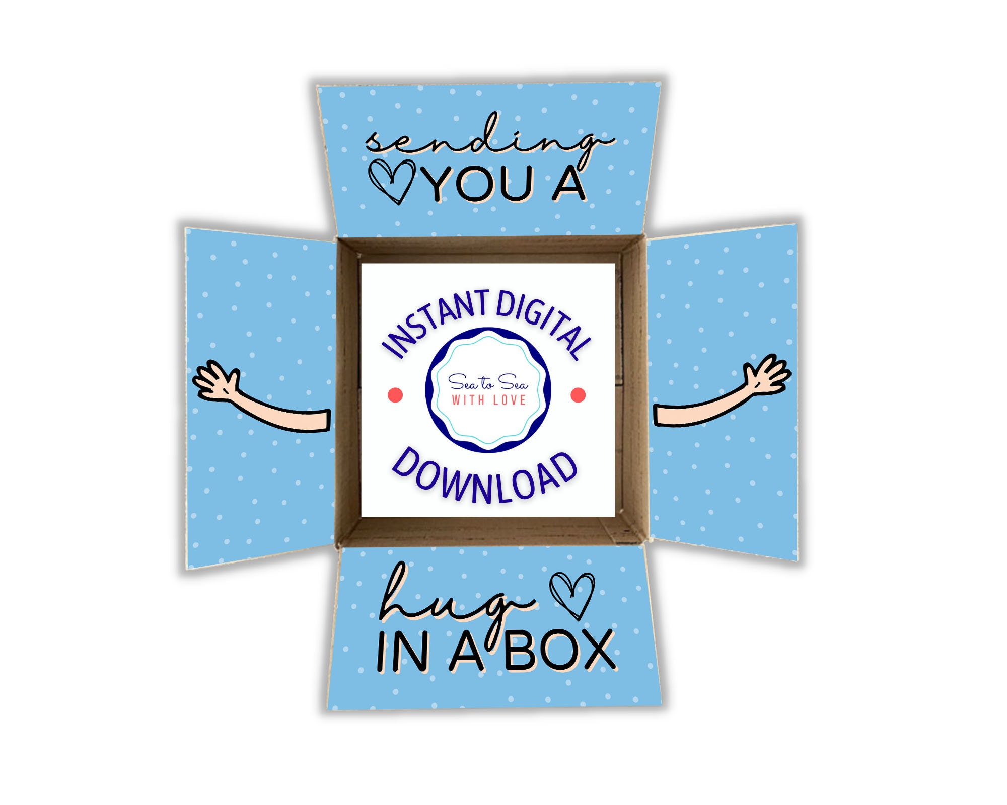 Hug in a Box Instant Download Printable Care Package Flaps - Etsy