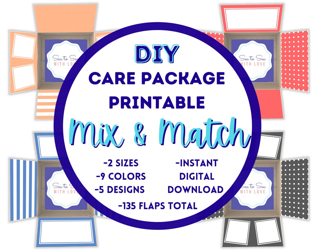 Instant Download Printable Care Package Flaps, Care Package Sticker Kit ...