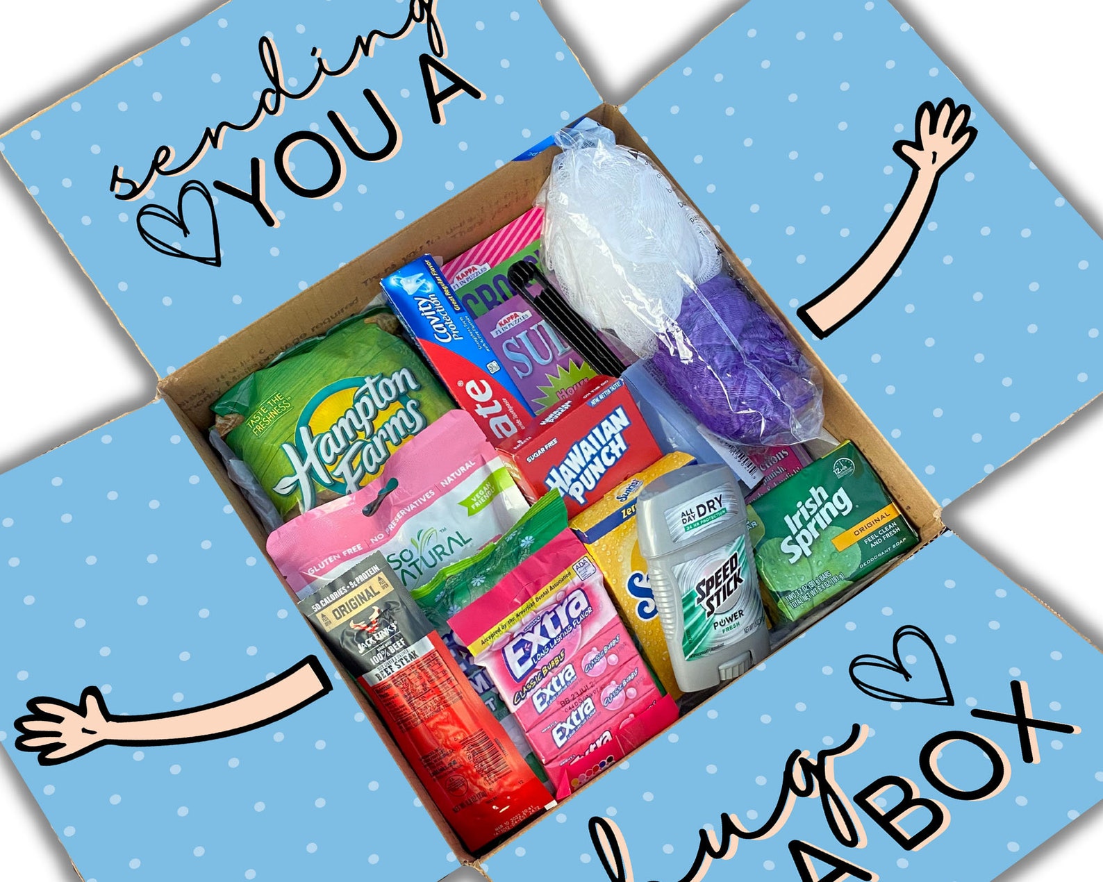 Hug in a Box Instant Download Printable Care Package Flaps, Care ...