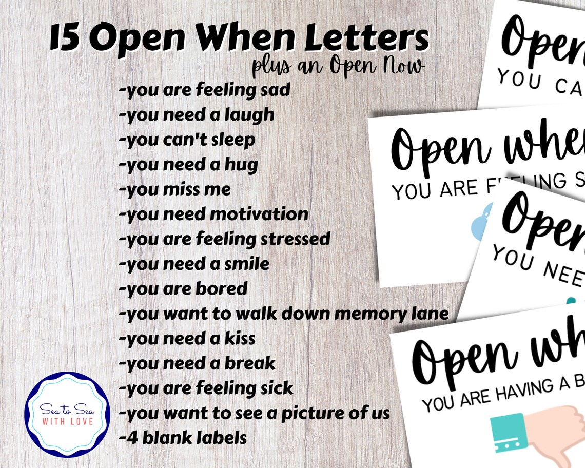 Open When Letters Printable/open When Envelopes/open When - Etsy