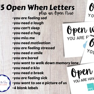 Open When Letters Printable/open When Envelopes/open When Cards ...