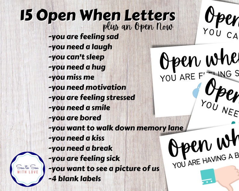 Open When Letters Printable/open When Envelopes/open When - Etsy