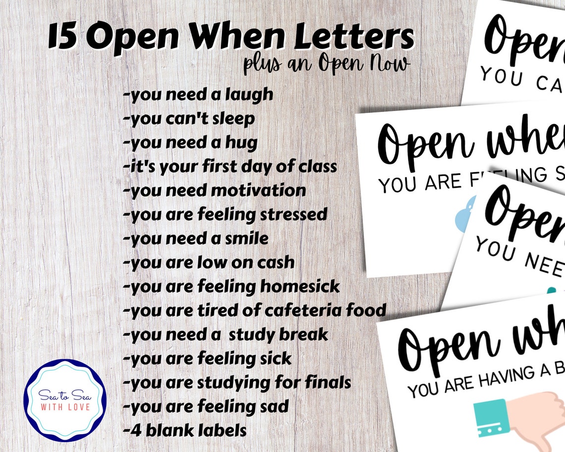 Open When Letters Care Package Sticker Kit Bundle Set/open - Etsy