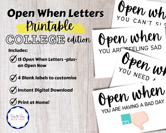 Open When Letters Printable/open When Envelopes/open When - Etsy