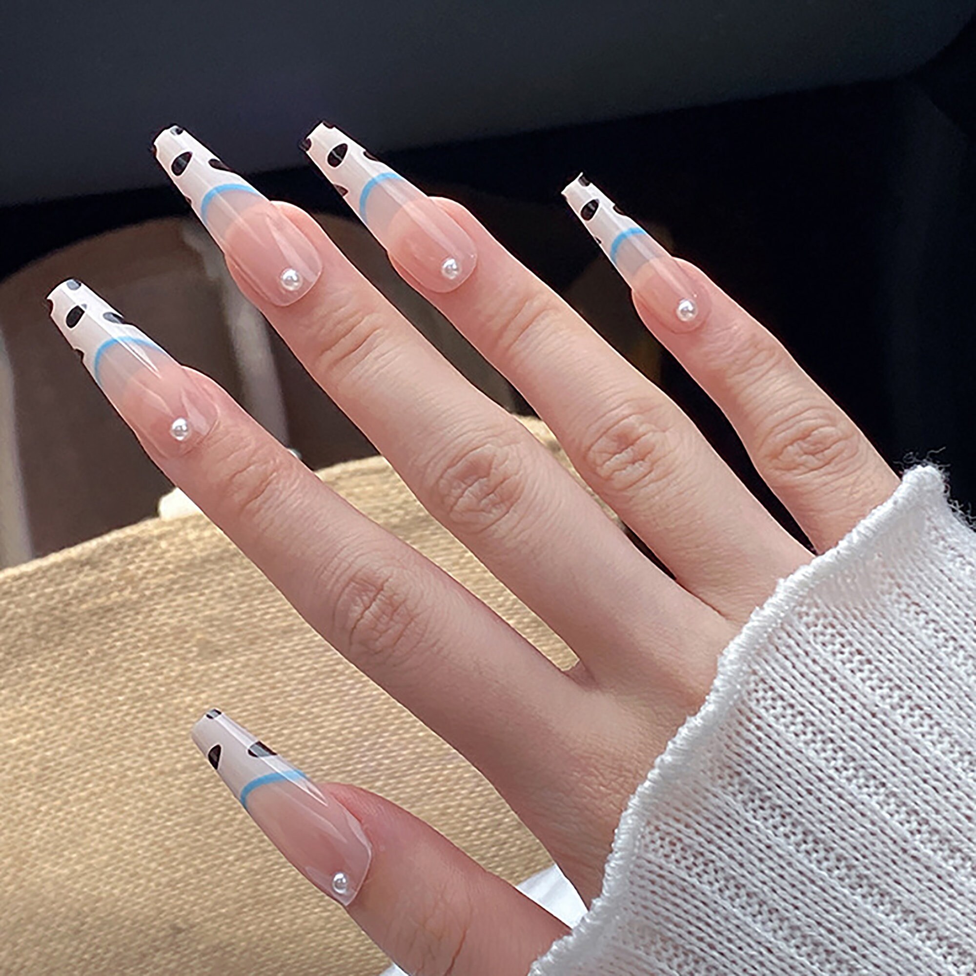 24pcs Press On Nails Almond Shape Press on Nails White and | Etsy