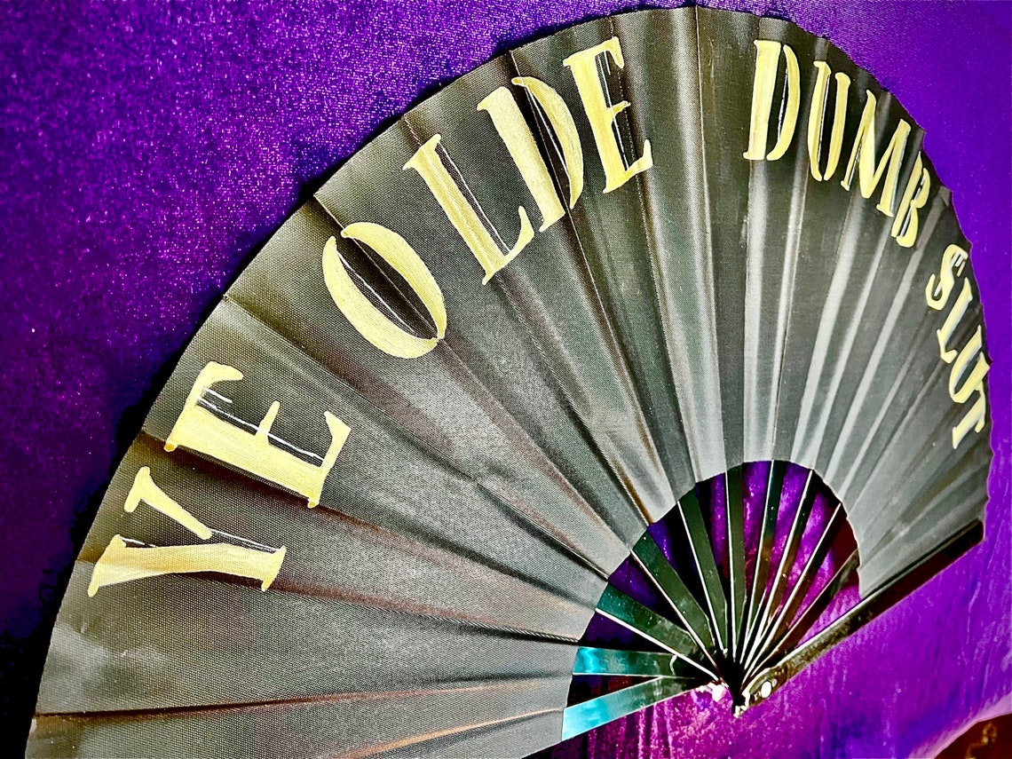 Ye Olde Dumb Sl&t 13” Folding Hand Fan Clack Fan Clap Fan for ...