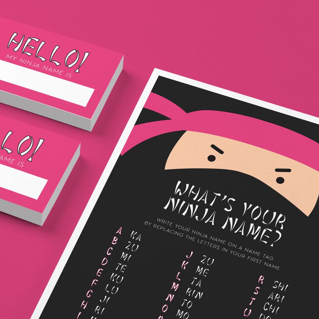 Ninja Birthday Game "what's Your Ninja Name", Pink, Black — INSTANT ...