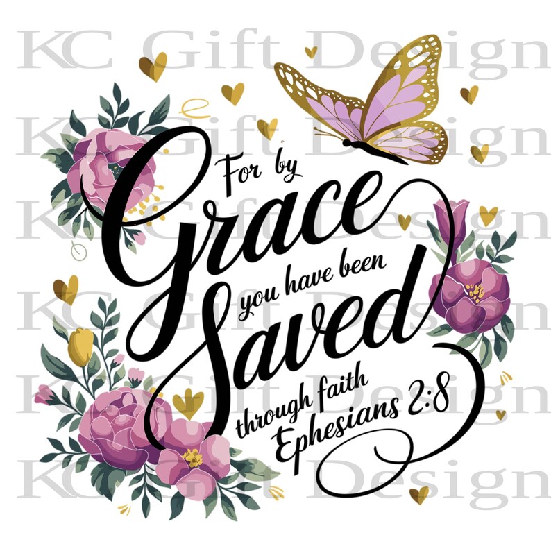 Ephesians 2:8 Bible Verse PNG File for Sublimation, Bible Verse Design ...