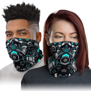 Futuristic Face Mask Cyberpunk Armor Ninja Cosplay Neck Gaiter Cyborg ...