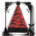 Goth Santa Hat Gothic Christmas Cap Red Black Bats Alt Holiday Headwear ...
