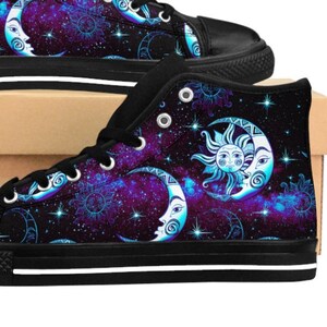 Mens Sun and Moon Shoes High Tops Sneakers Hippie Celestial Stars ...