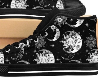 Women's Sun and Moon Shoes High Tops Sneakers Hippie | Etsy