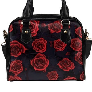 Gothic Rose Purse Dark Roses Handbag Edgy Leather Shoulder Bag Cute ...