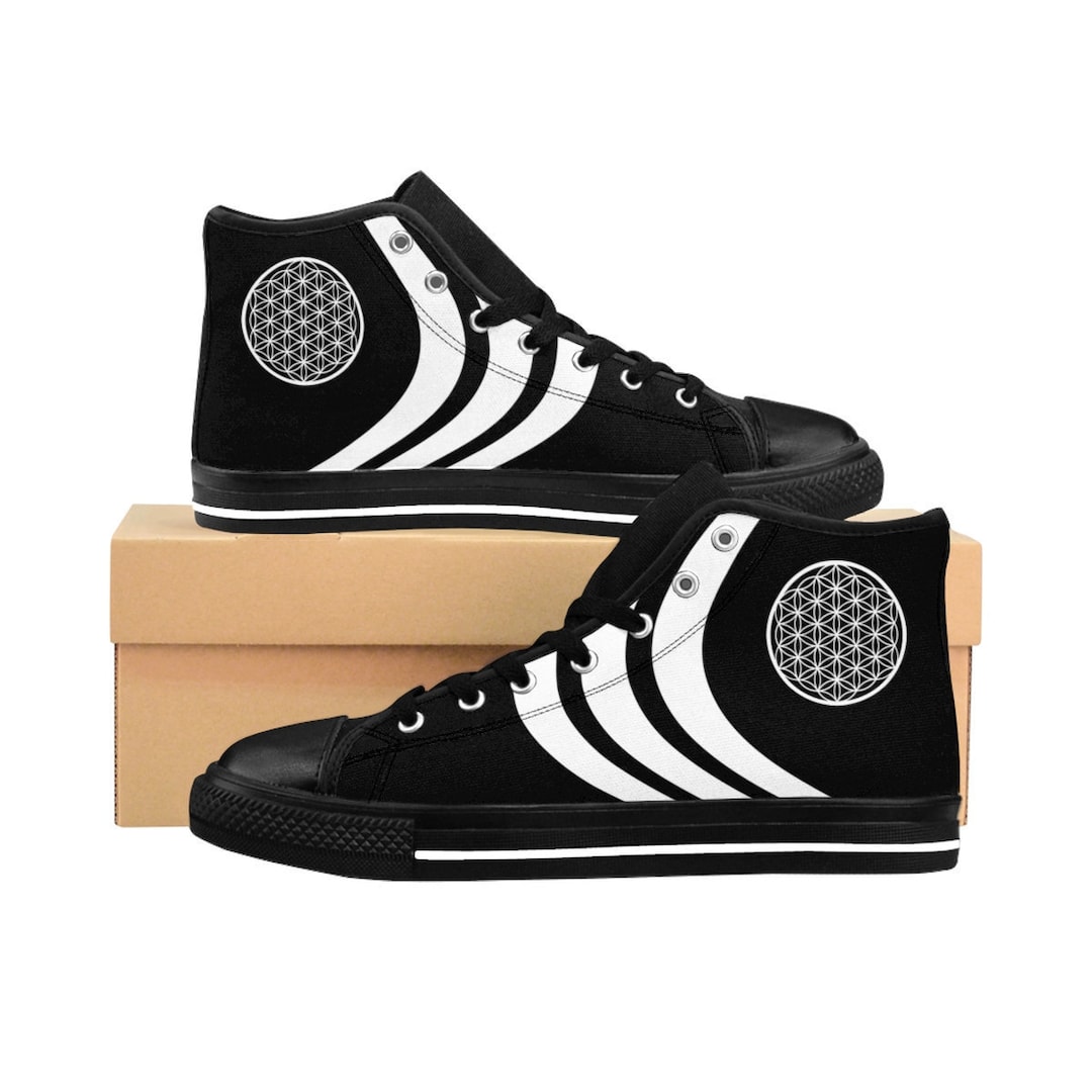 Sacred Geometry Flower of Life Shoes, Canvas Sneakers, Mens Festival ...