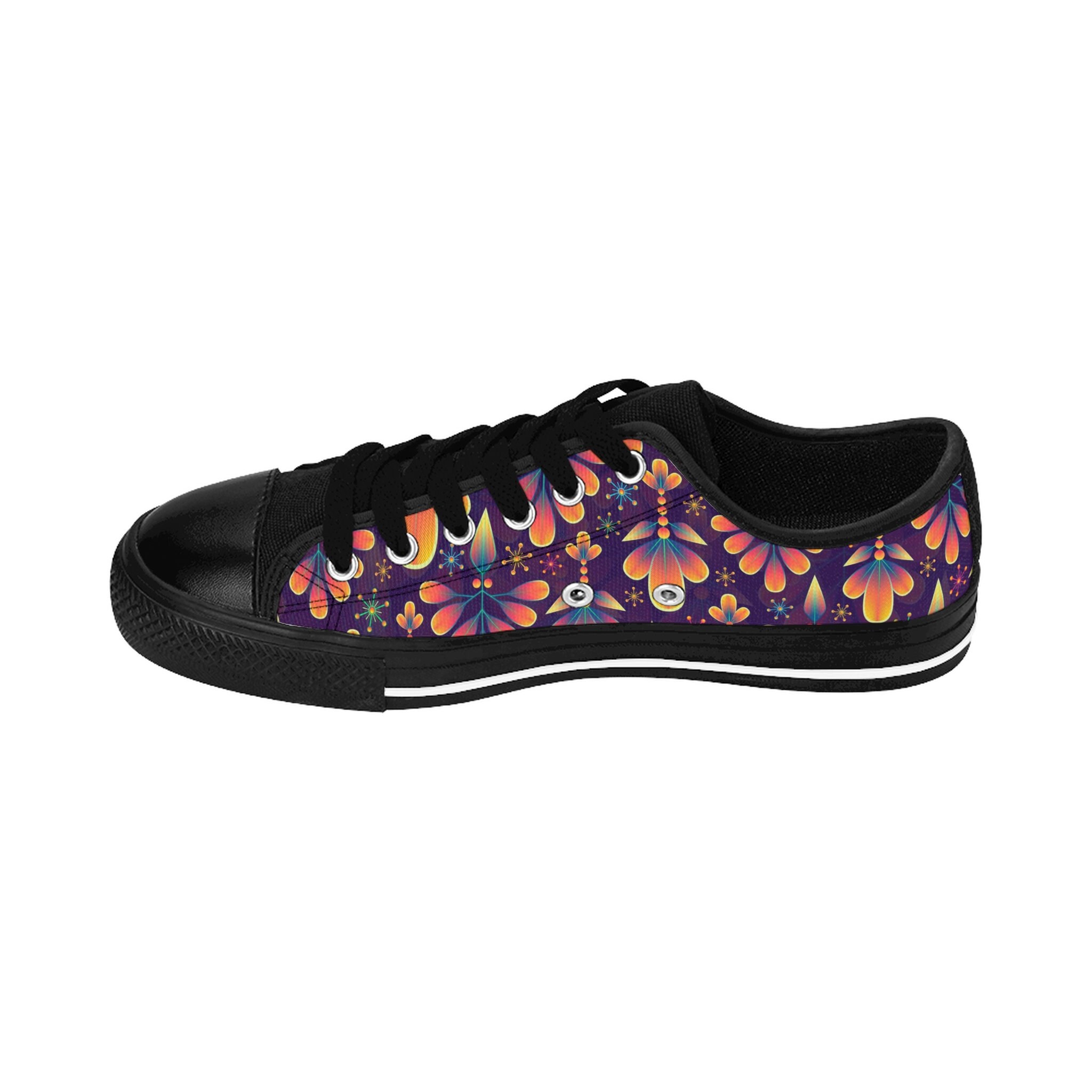 Mens Colorful Trippy Rave Sneakers, Abstract Floral Shoes Sacred ...
