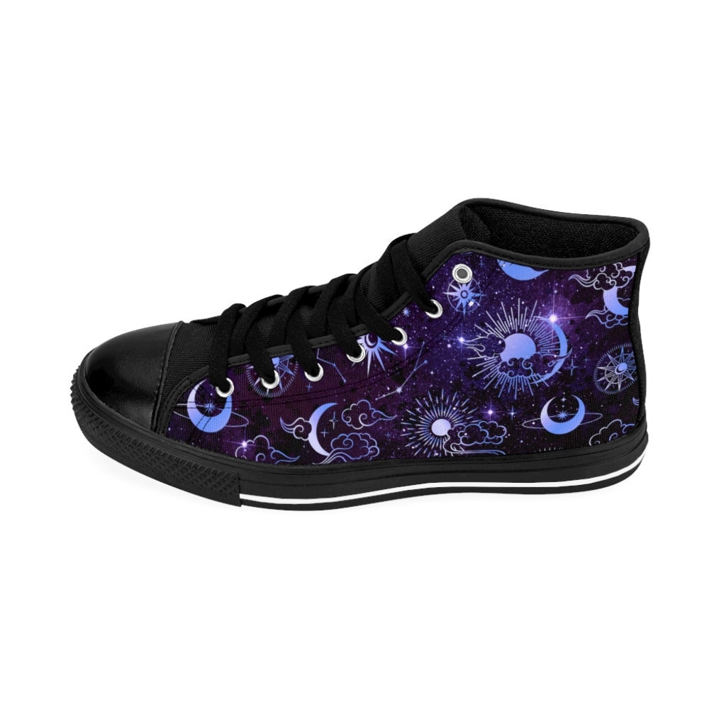 Womens Celestial Shoes Sun Moon High Tops Galaxy Stars Astrology ...