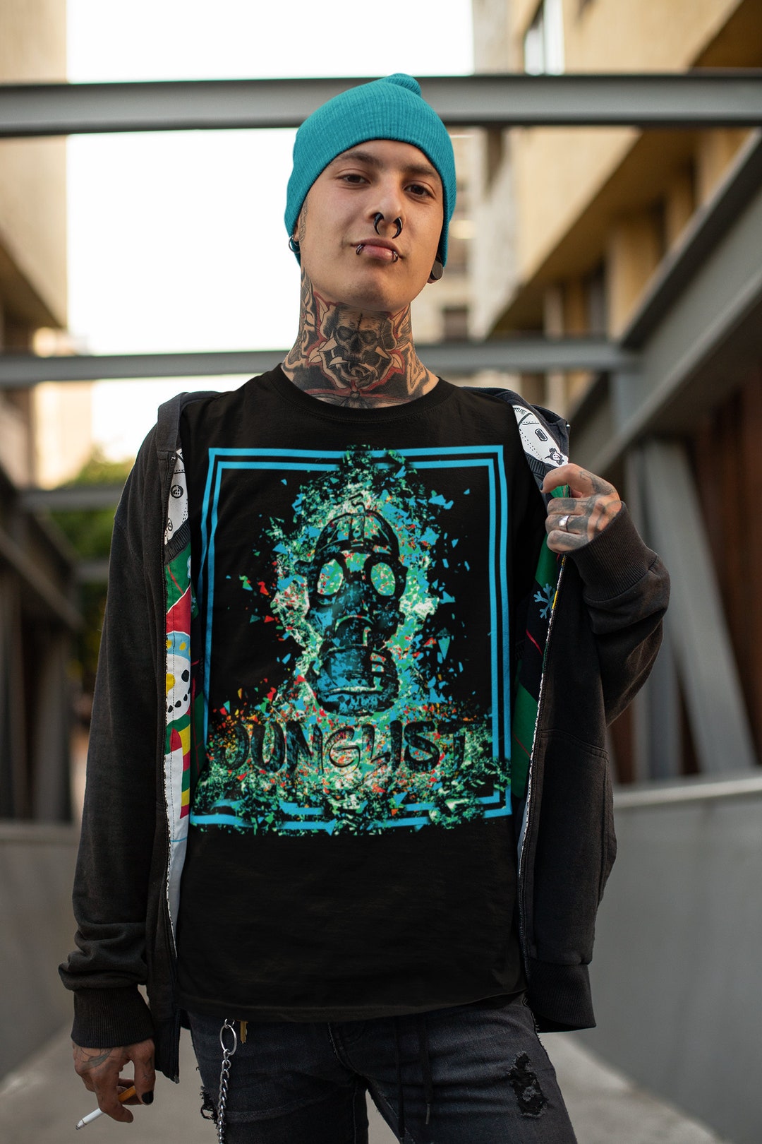 Junglist Soldier Shirt DNB Drum N Bass Top Gasmask Rave Wear EDM ...