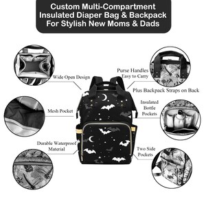 Goth Diaper Bag Backpack Celestial Bats Cute Witchy Baby Shower Gift ...