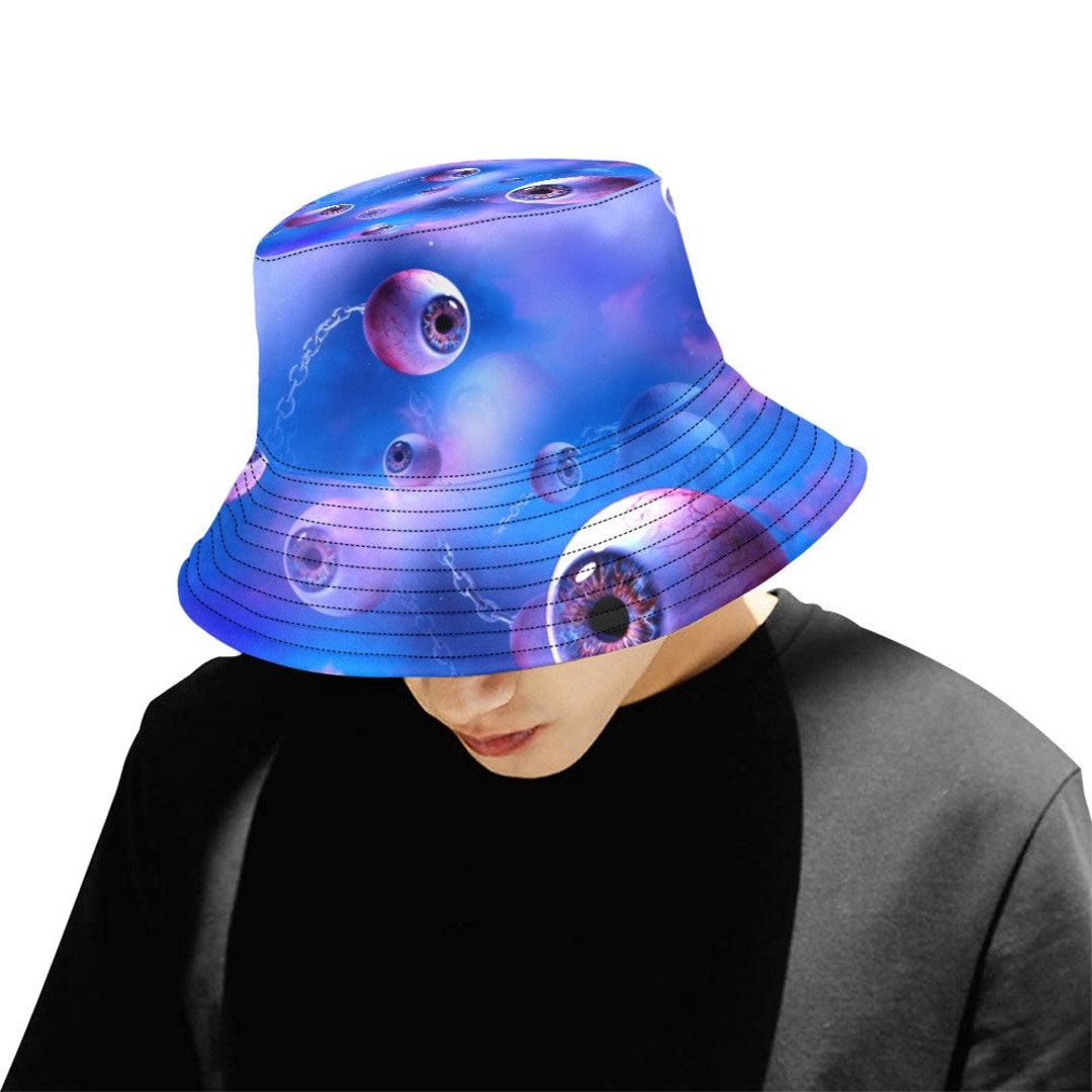Trippy Weird Bucket Hat, Surreal Eyeball Cap, Tripped Out Psychedelic ...