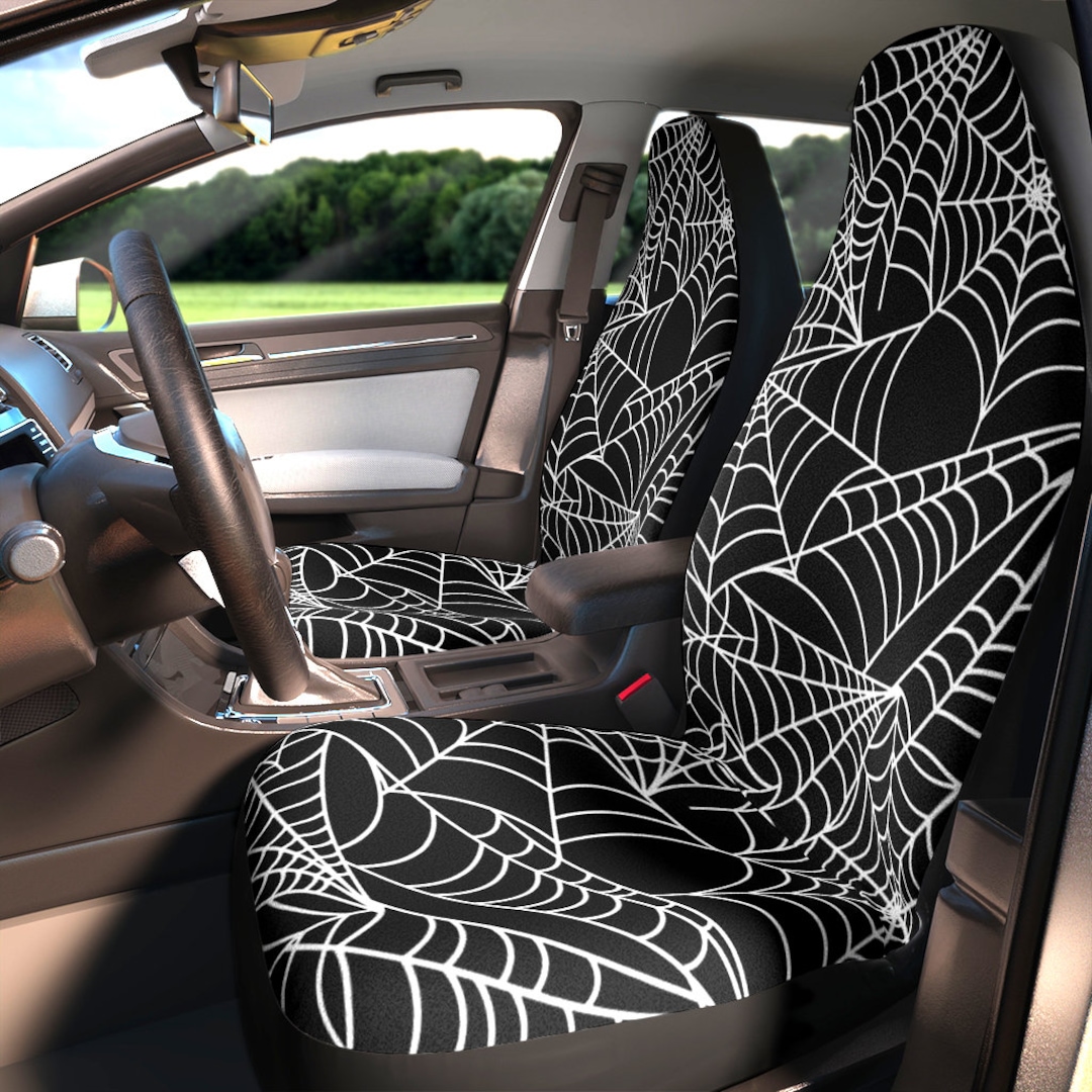 Goth Car Seat Covers, Gothic Vehicle Accessories, Black White Spiderweb ...