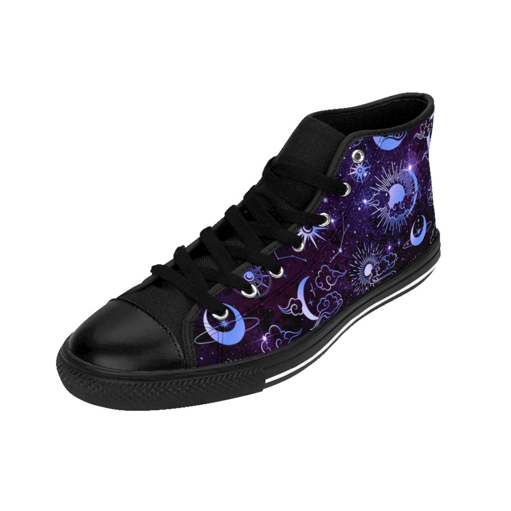 Mens Celestial Shoes Sun Moon High Tops Galaxy Stars Astrology Sneakers ...