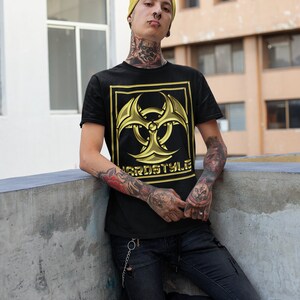 Hardstyle Shirt, Black and Gold Graphic Rawstyle Tshirt, Rave Edm ...