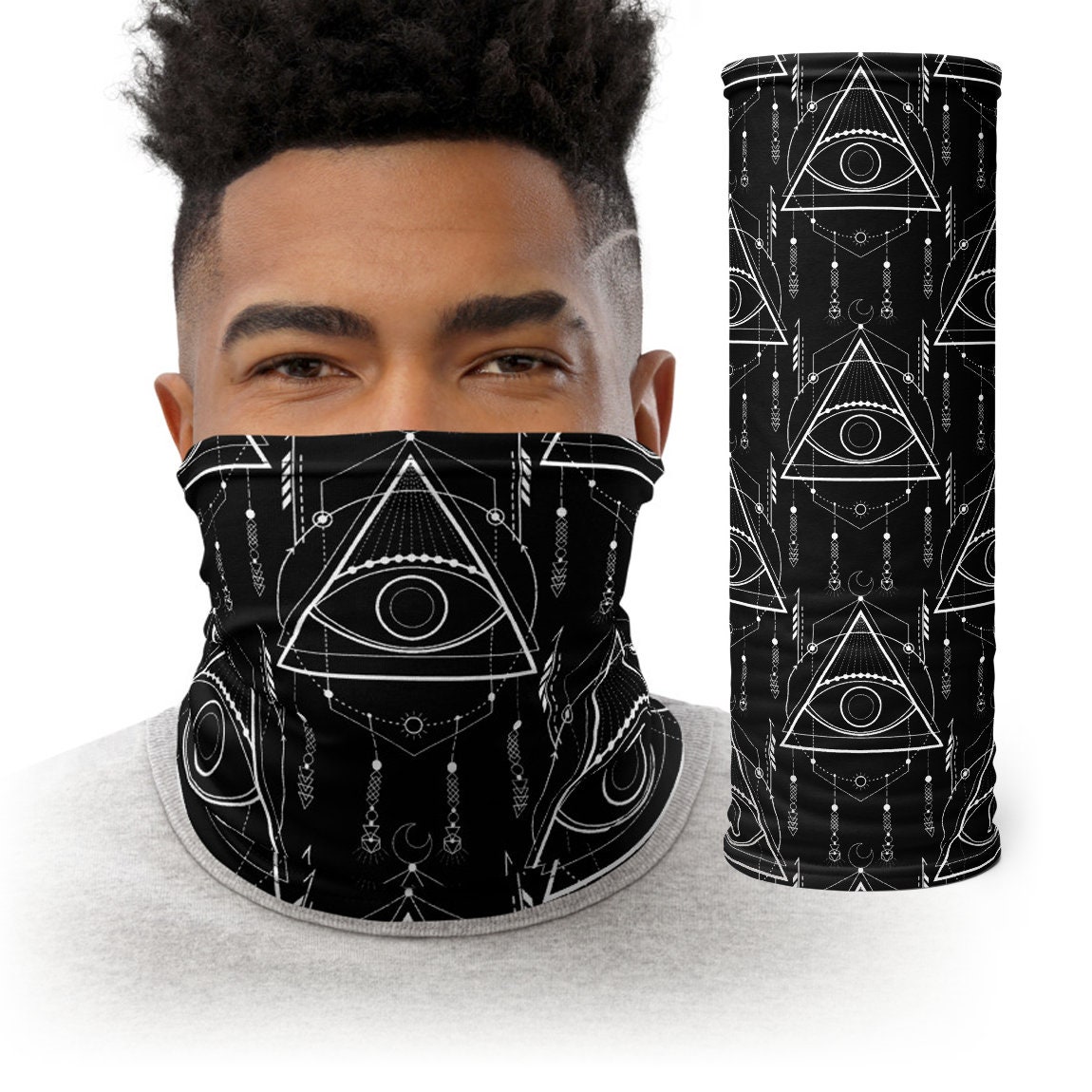 Sacred Geometry Neck Gaiter Face Mask Rave Festival Bandanna Tribal ...