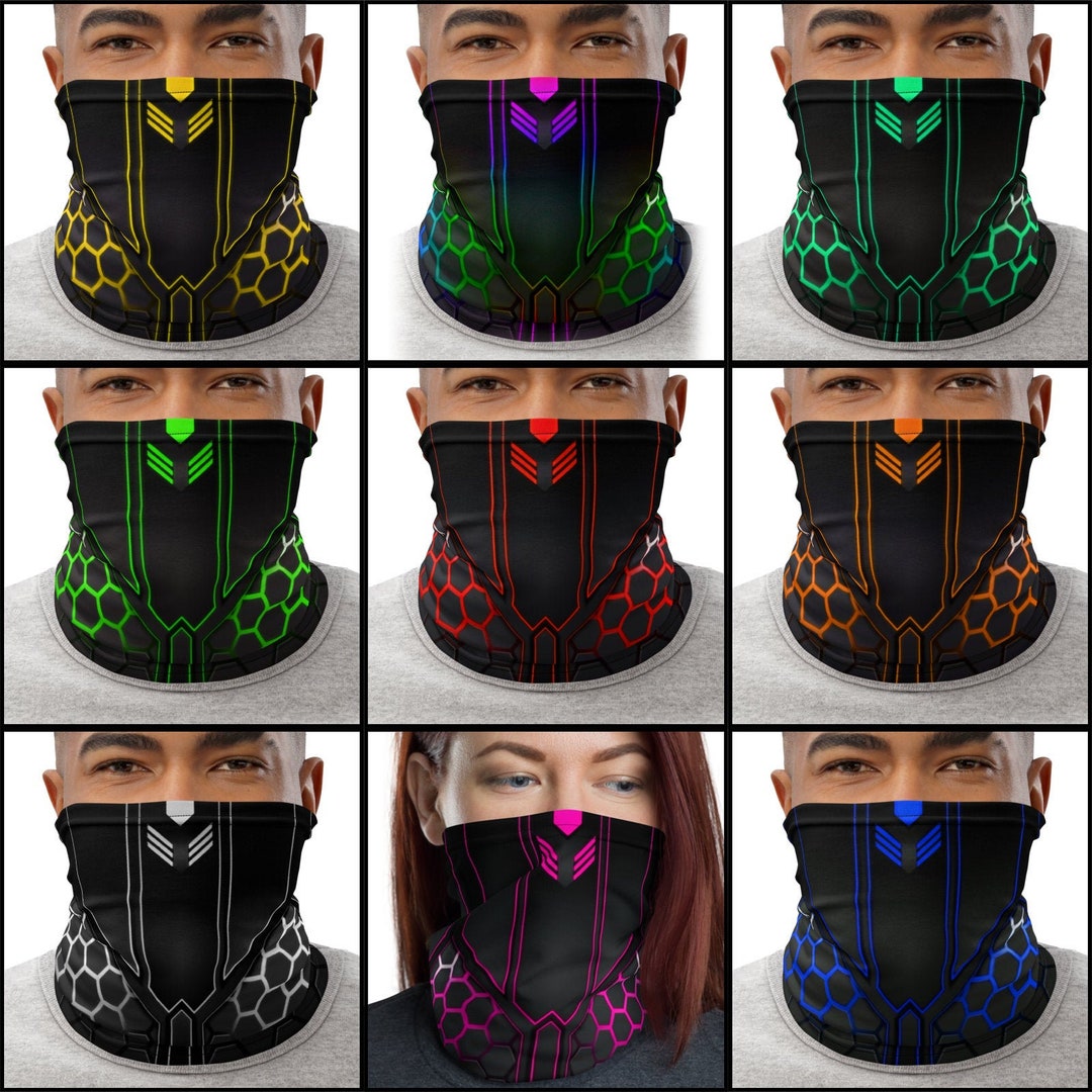 Ninja Face Mask Neck Gaiter Cyberpunk Armor High Tech Futuristic ...