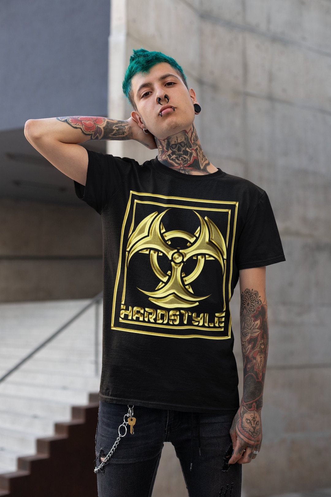 Hardstyle Shirt, Black and Gold Graphic Rawstyle Tshirt, Rave Edm ...