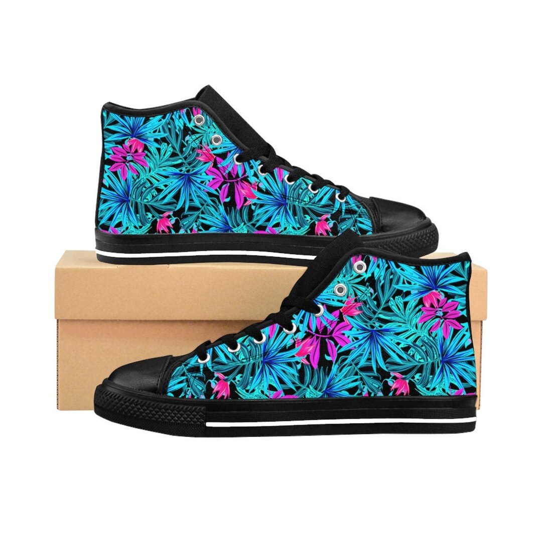 Mens Tropical Shoes, Retro Vaporwave Sneakers Synthwave Outrun Eighties ...