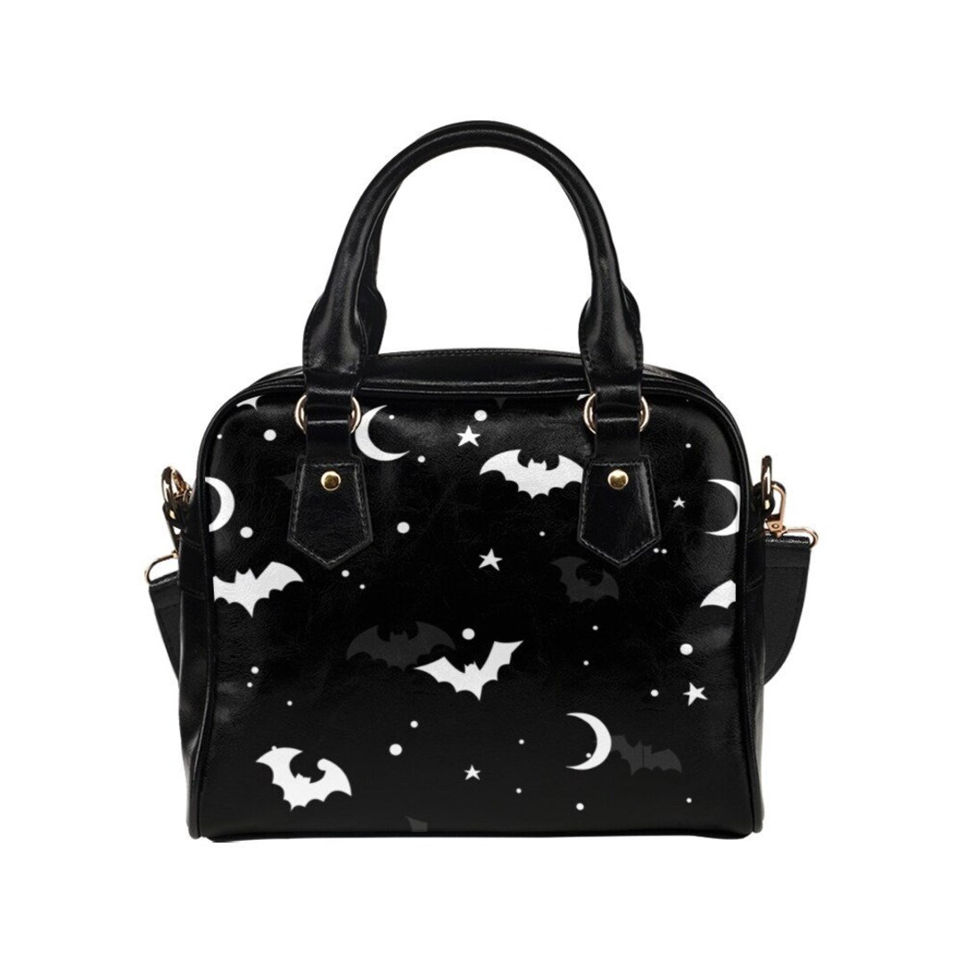 Goth Purse Alt Handbag Edgy Shoulder Bag Black White Celestial Bats ...