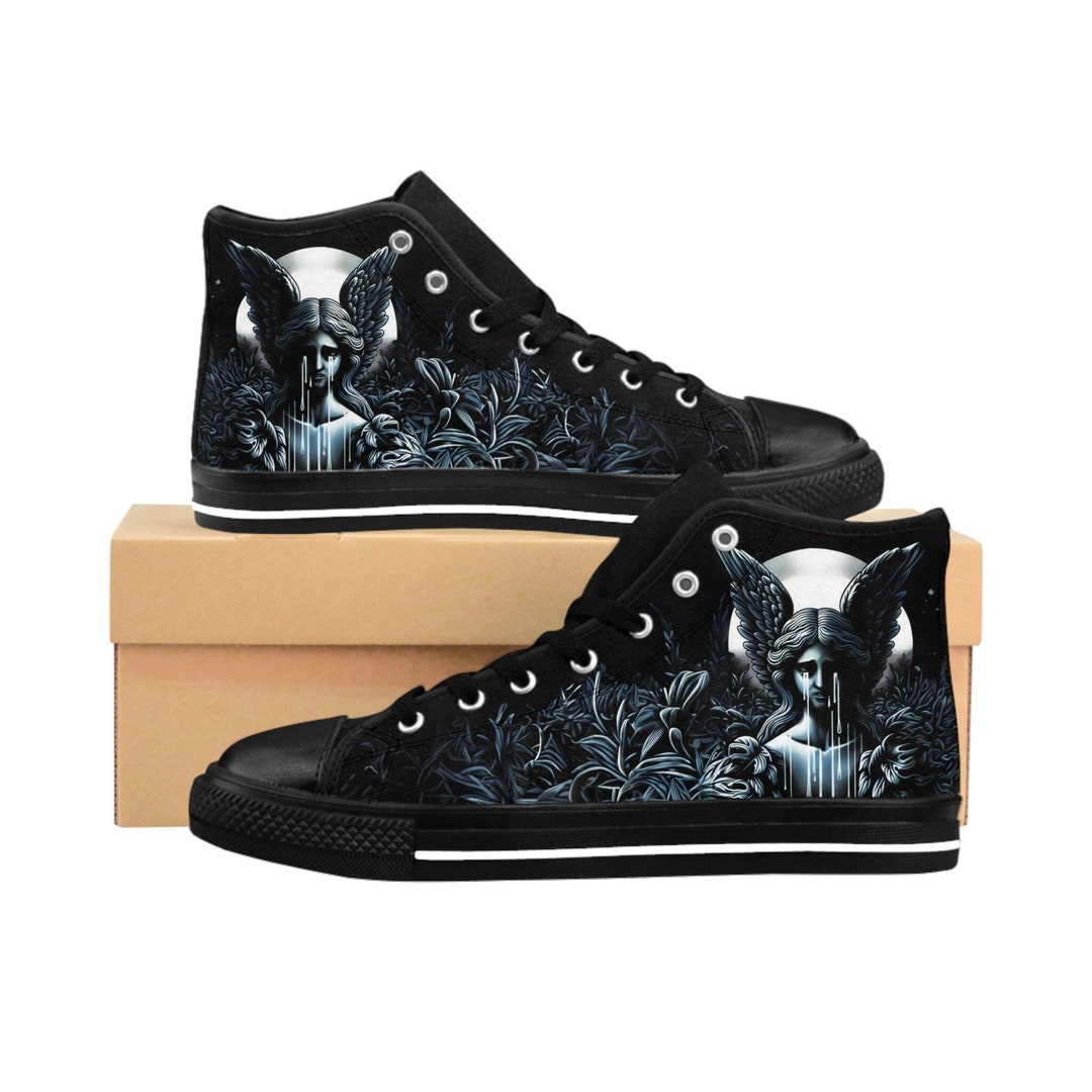 Mens Gothic Shoes, Weeping Angel Statue Sneakers, Goth Vaporwave ...