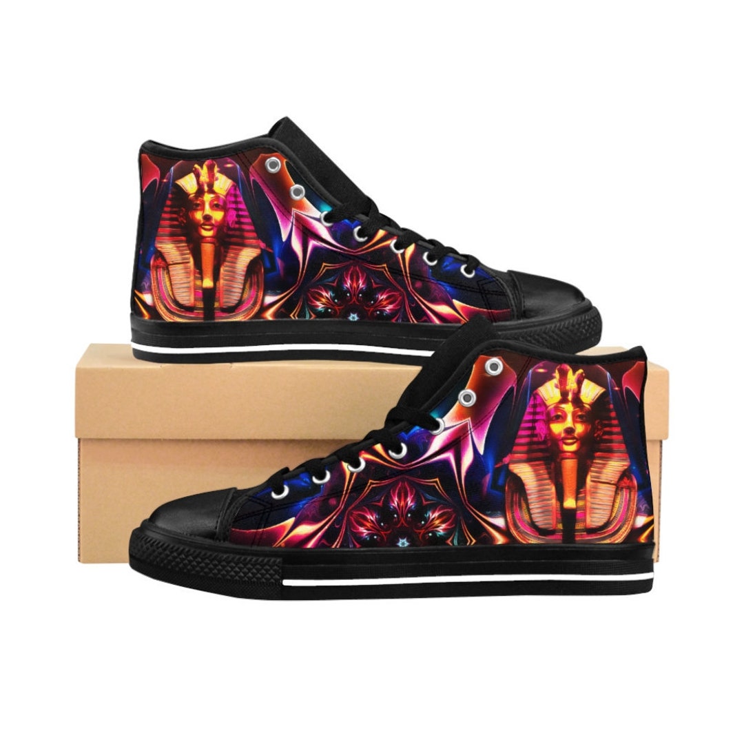 Pharaoh Shoes, King Tut Rave Sneakers Festival Sacred Geometry Hi-tops ...