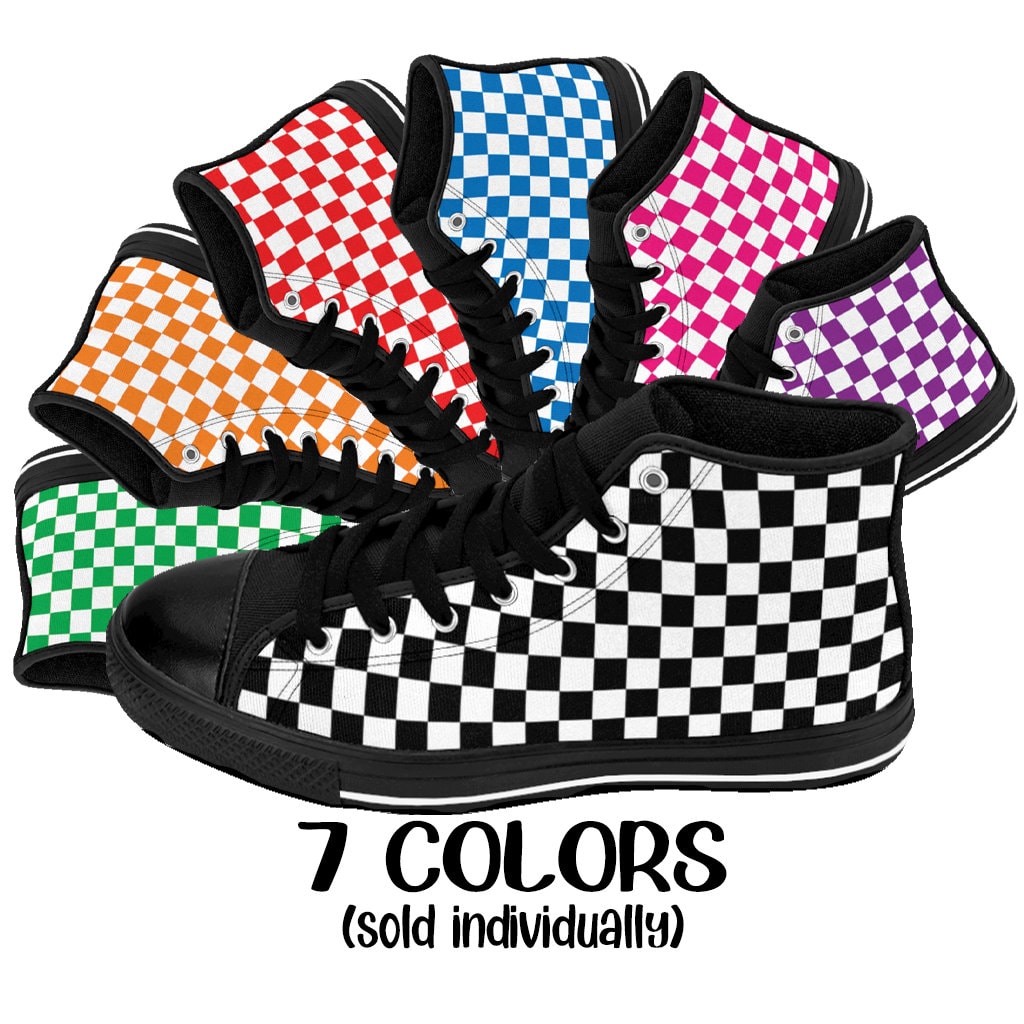 Mens Checkered Shoes High Top Sneakers Old School Retro | Etsy