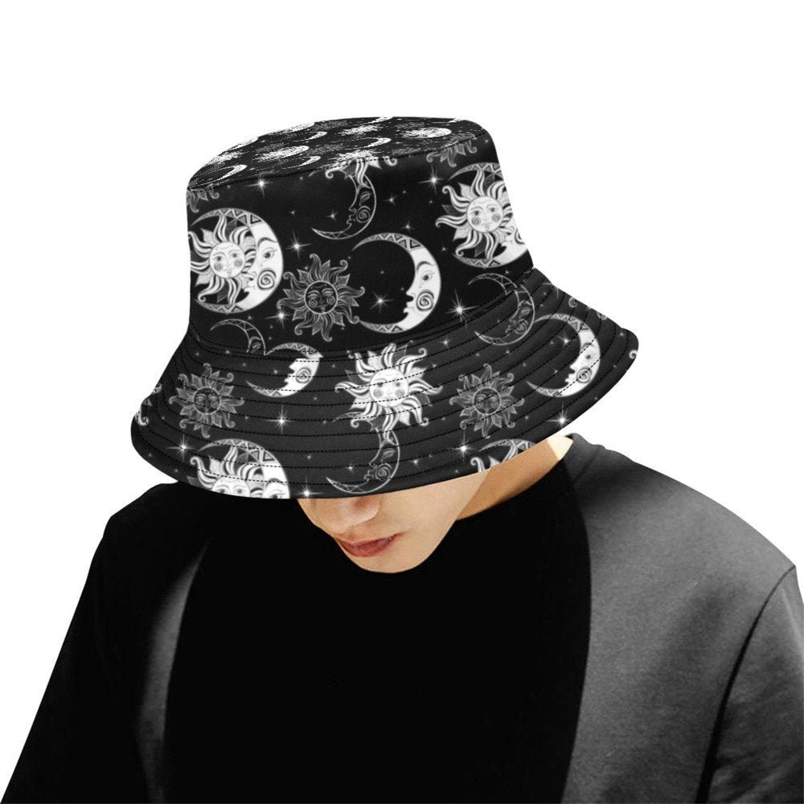 Sun Moon Celestial Bucket Hat Spiritual Cap Witchy Outfit | Etsy