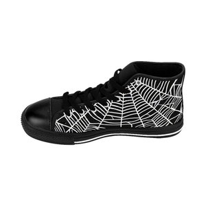 Spiderweb Shoes Mens Goth Sneakers Gothic Black White Spider Web High ...
