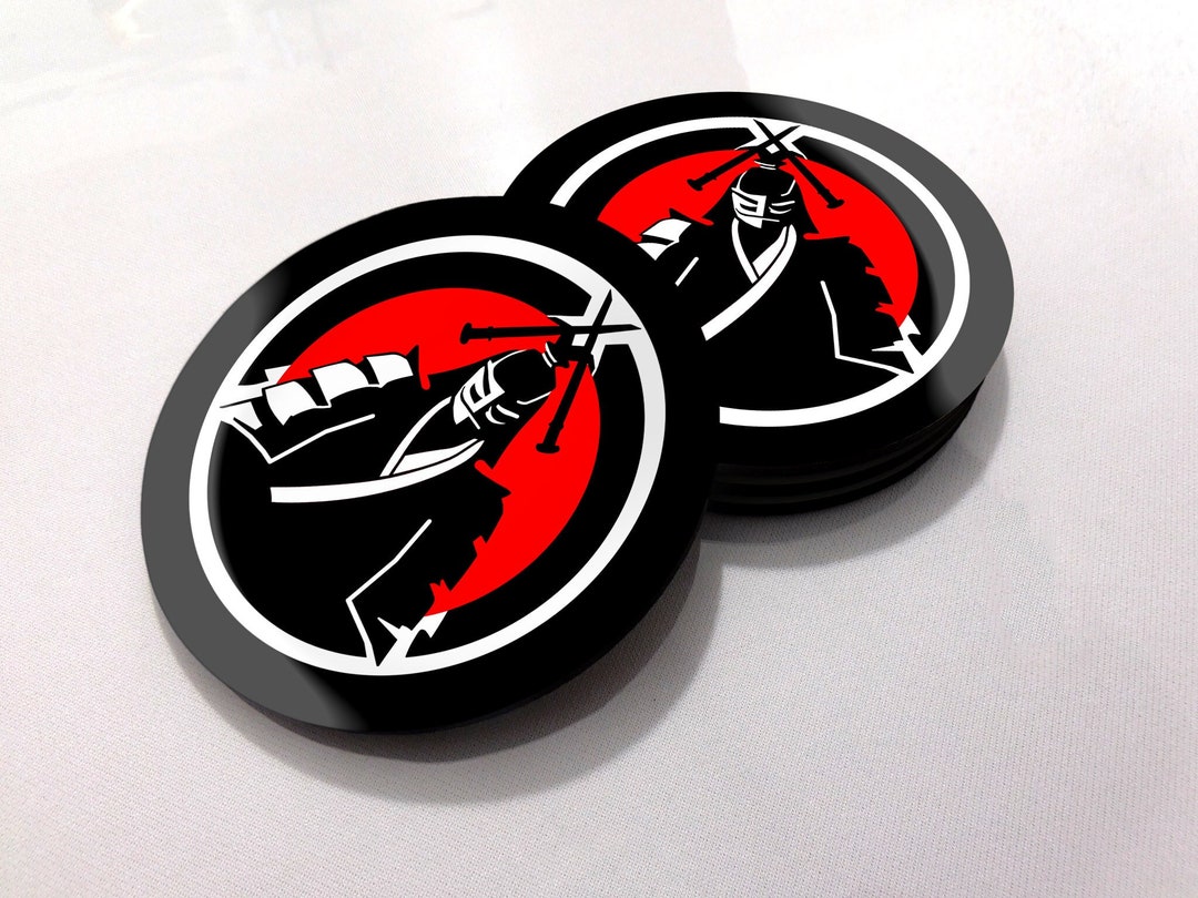 Japanese Warrior Samurai Coasters Glossy Round Cork Back Bushi Shogun ...