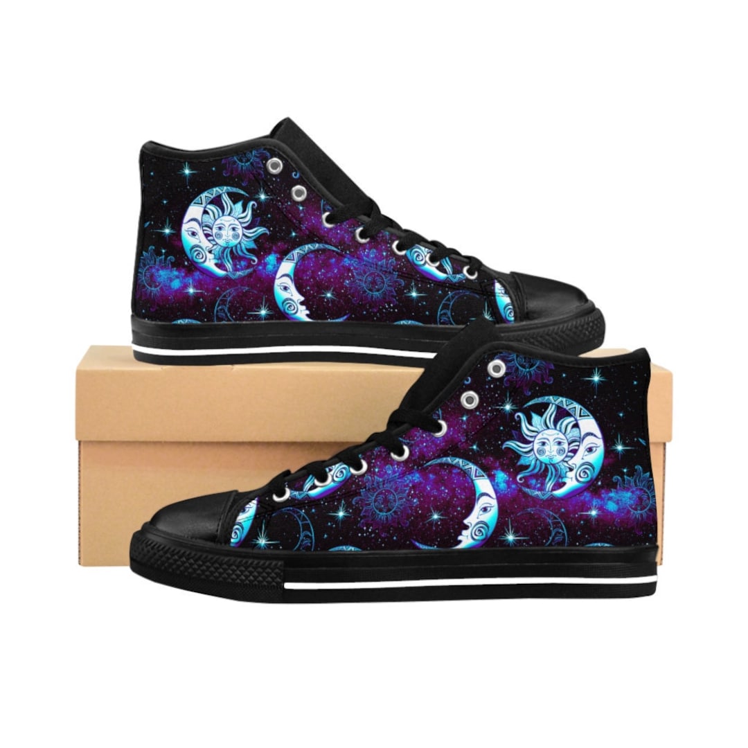 Mens Sun and Moon Shoes High Tops Sneakers Hippie Celestial Stars ...
