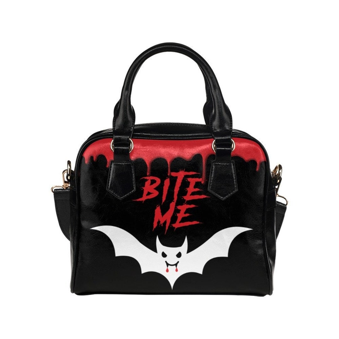 Goth Bat Purse Cute Vampire Bite Me Handbag Blood Dripping Alt Shoulder ...