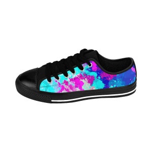 Mens Paint Splatter Artist Shoe Rave Sneakers, Colorful Canvas Low Tops ...
