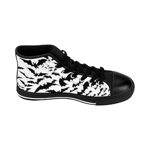 Mens Goth Shoes Bat Pattern Sneakers Batty Creepy Dark Aesthetic ...
