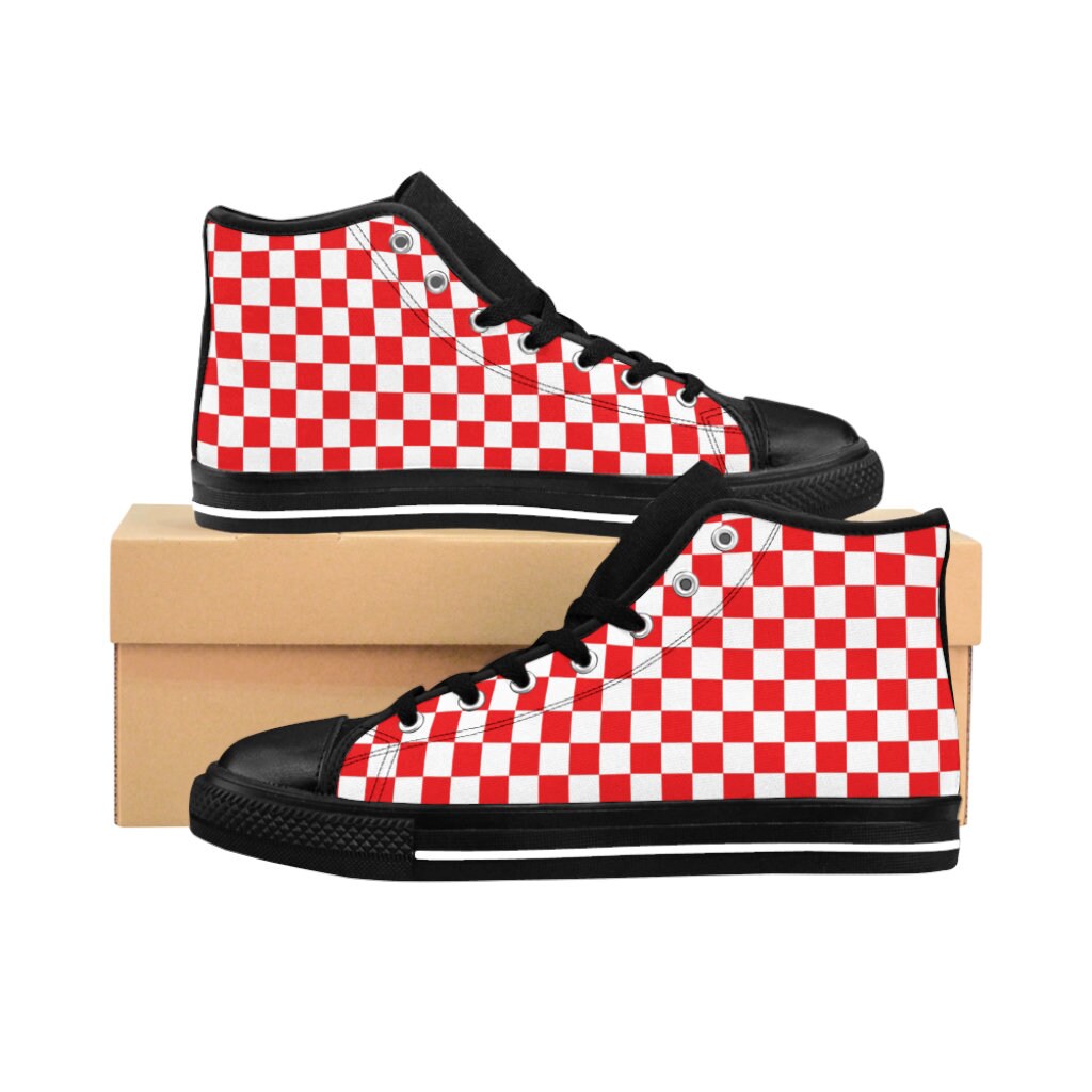 Mens Checkered Shoes High Top Sneakers Old School Retro Classic Skater ...