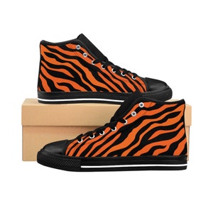 Womens Tiger Stripe Sneakers Safari High Top Shoes Jungle Footwear Cute ...